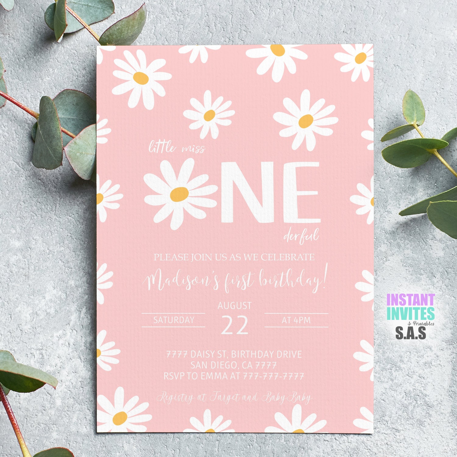 Daisy Invitations Daisy Invite Instant Download Daisy - Etsy