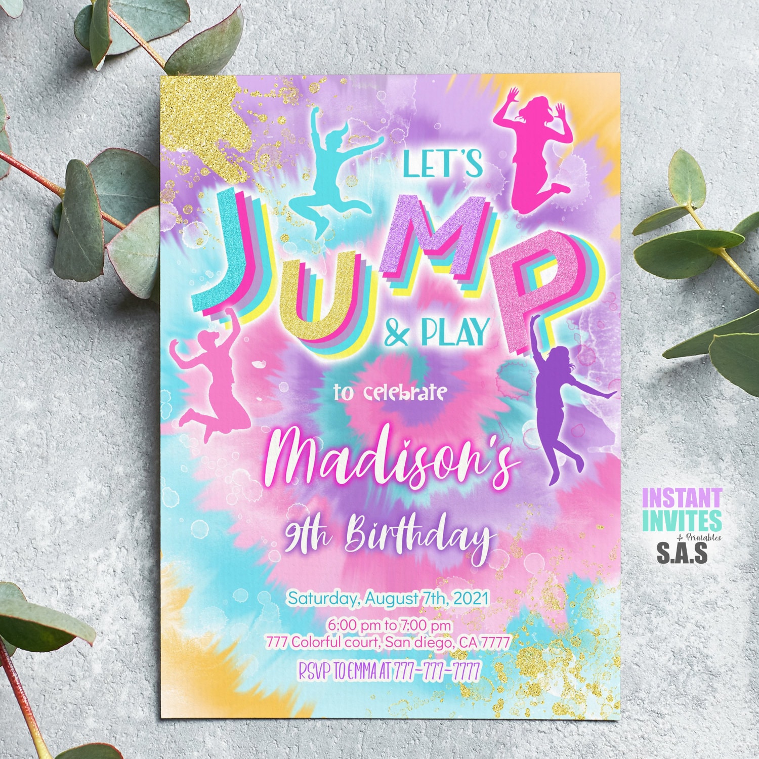 Jump Invitation Trampoline Invites Instant Download Jump - Etsy