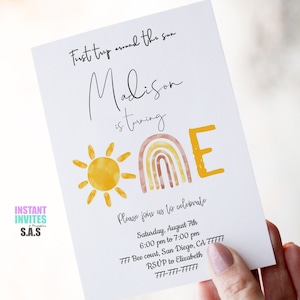 Sunshine Invitation, Sun Invites, Instant Download Sunshine Invitations ...