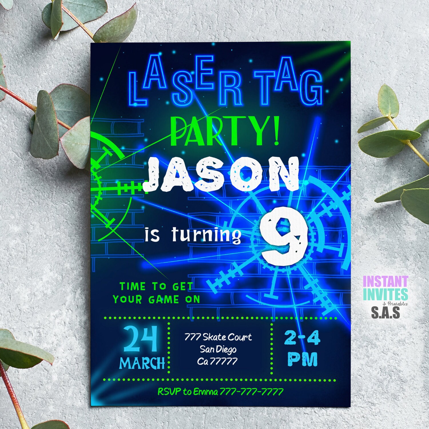 Laser Tag Invitation Laser Tag Invites Instant Download - Etsy