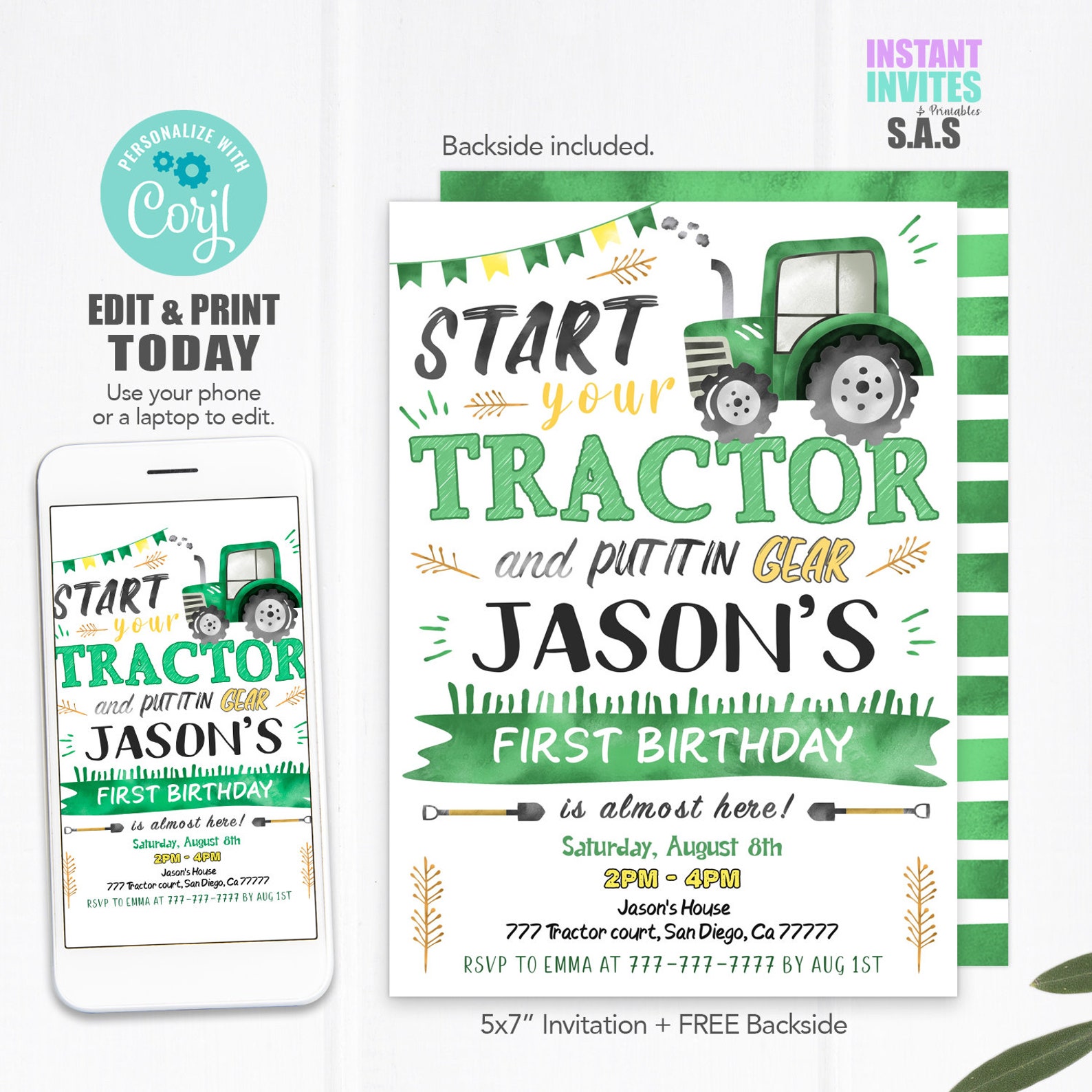 Tractor Invitation Tractor Invites Instant Download Tractor - Etsy