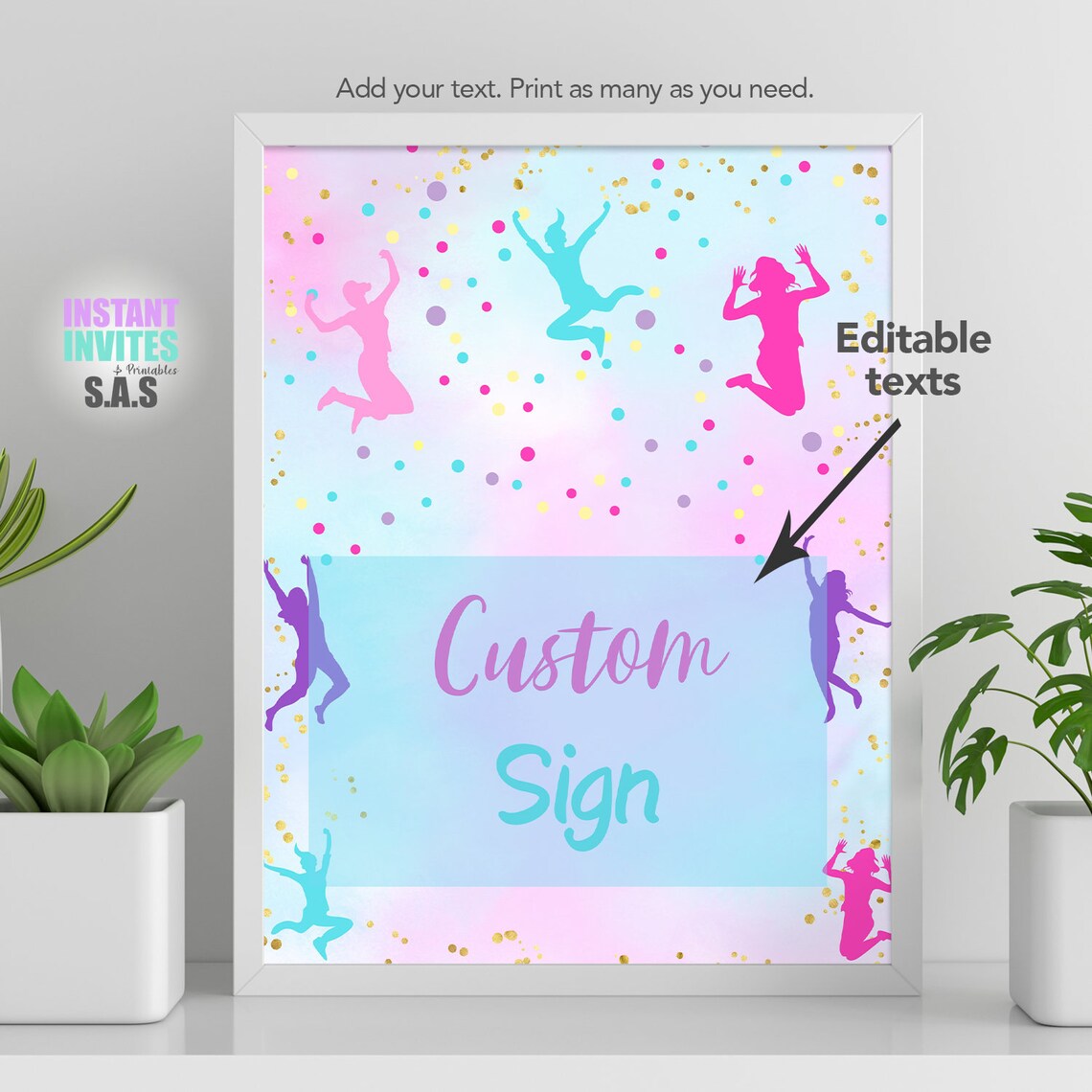 Editable Jump Sign Jumping Custom Sign Jump701 | Etsy