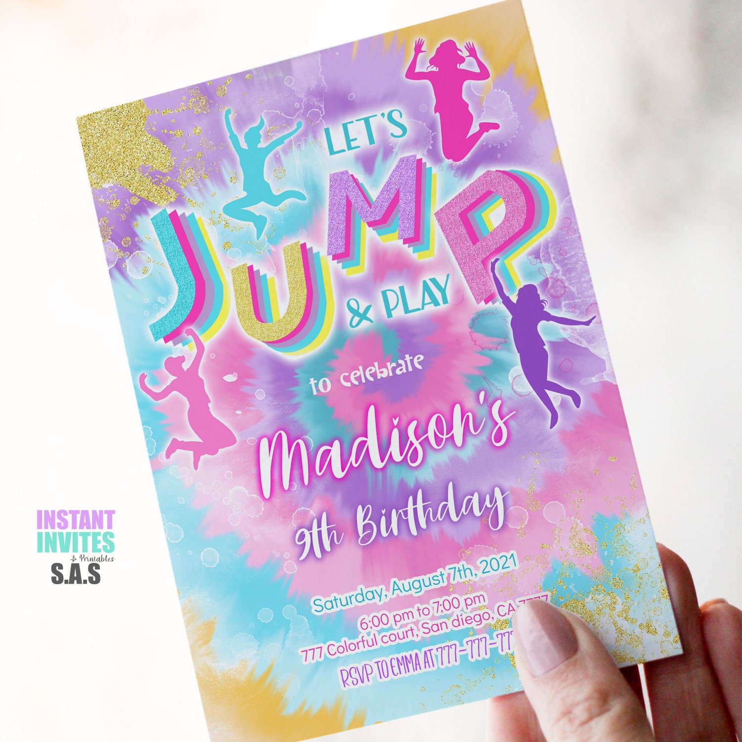 Jump Invitation Trampoline Invites Instant Download Jump - Etsy