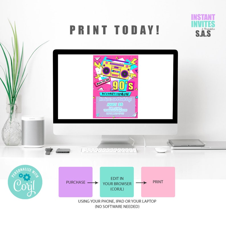90s Invitation 90s Invites Instant Download 90s Invitations - Etsy
