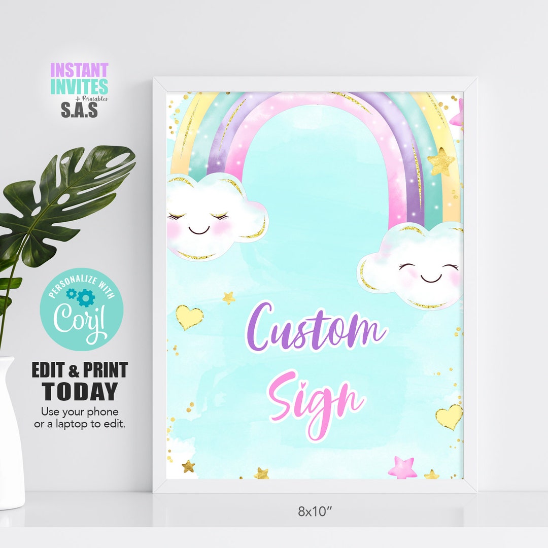 Editable Rainbow Sign, Unicorn Custom Sign, Unicorn711 - Etsy