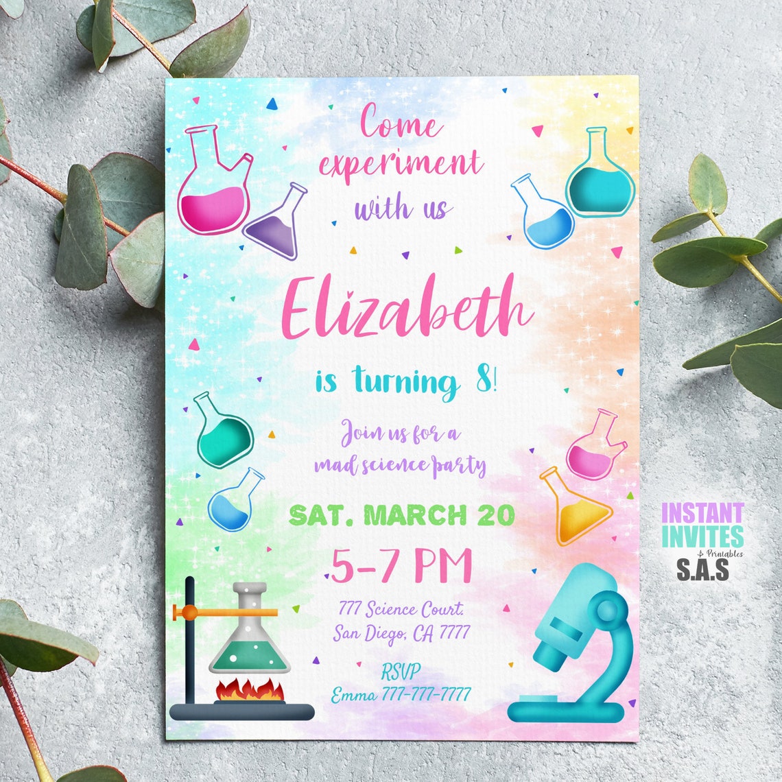 Science Invitation Science Invites Instant Download Science | Etsy