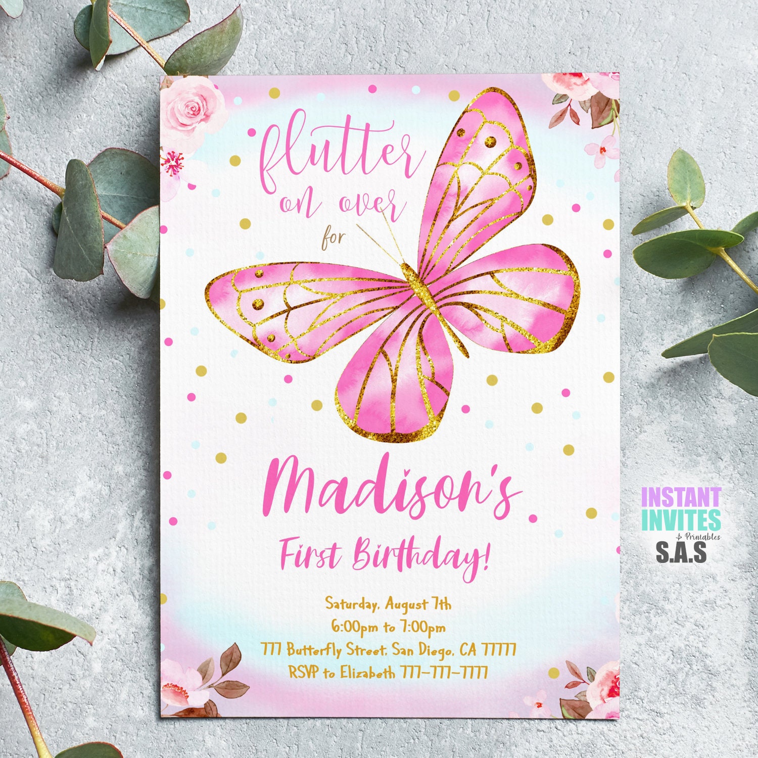 Butterfly Invitation Butterfly Invites Instant Download - Etsy