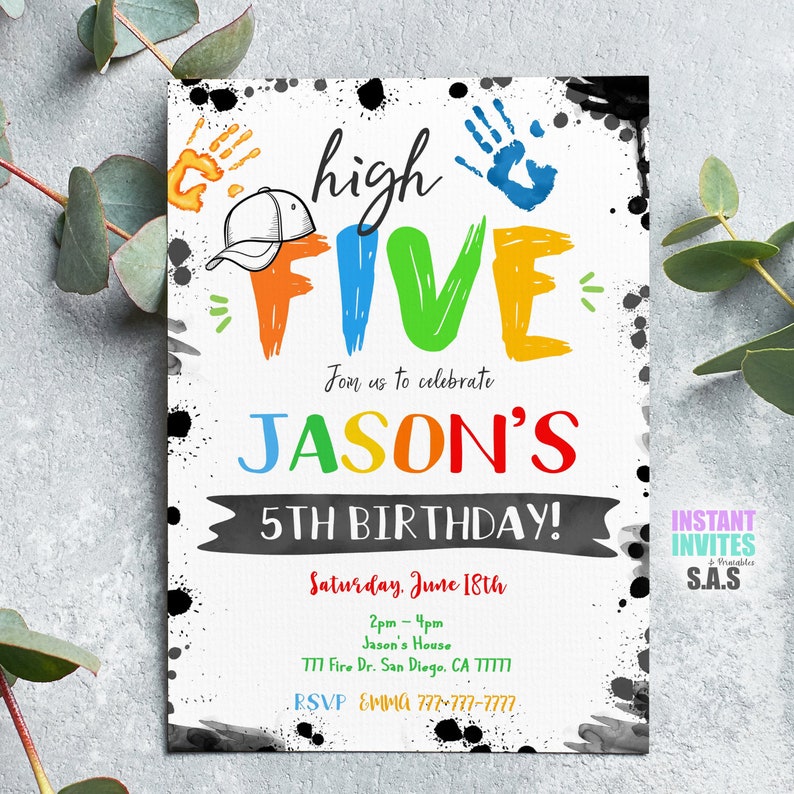 High Five Invitation High Five Invites Instant Download High - Etsy