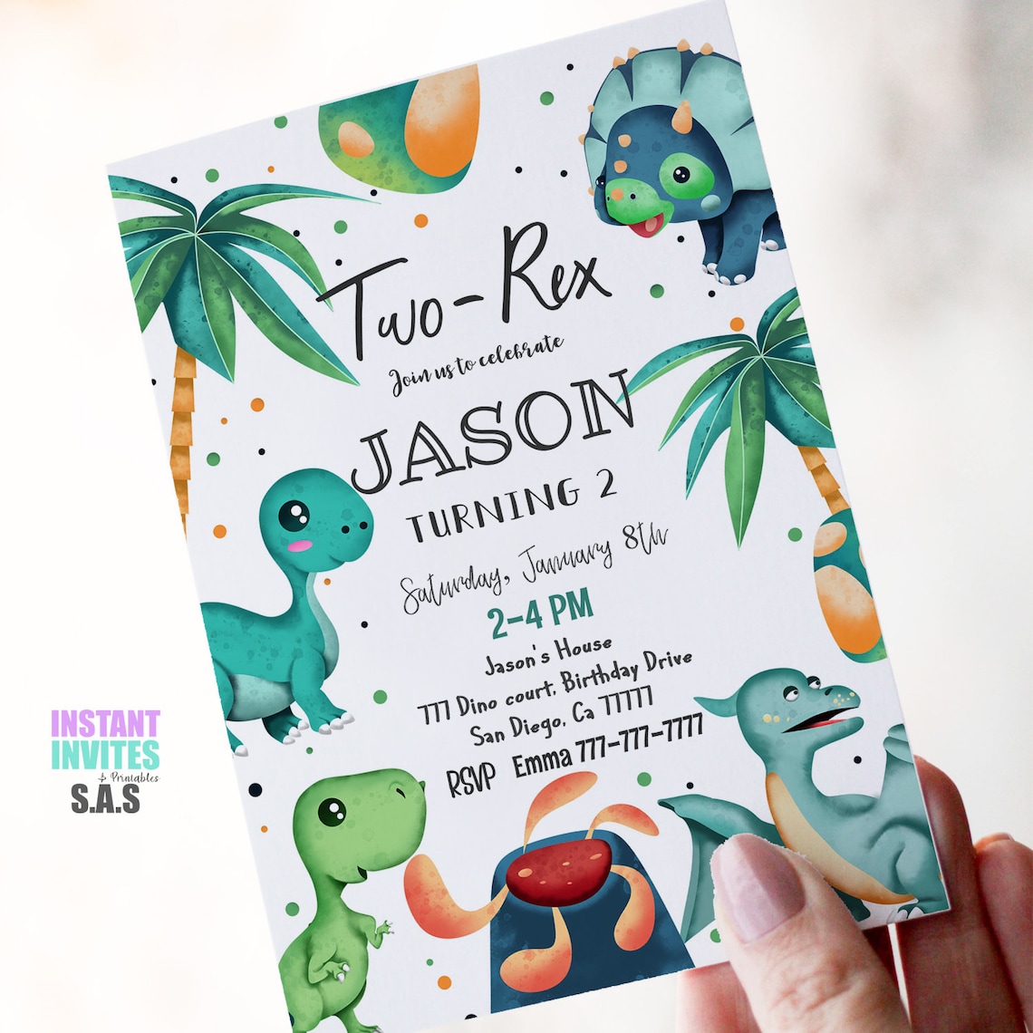 Dinosaur Invitation TWO REX Invitation Dinosaur Invites - Etsy