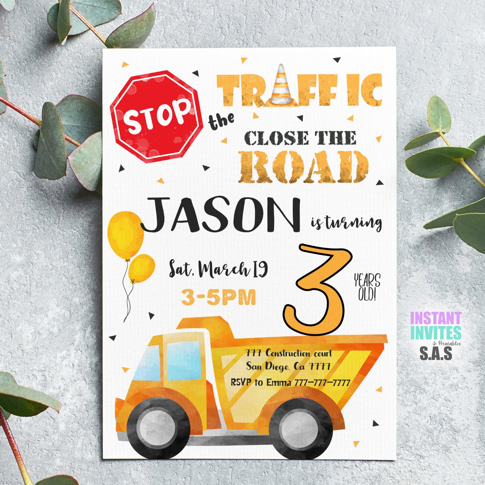 Construction Invitation Construction Invites Instant | Etsy