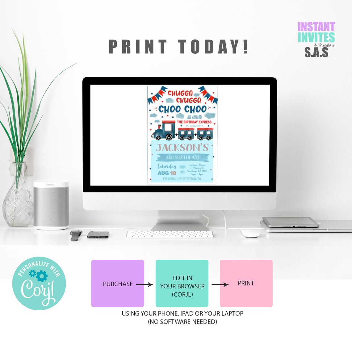 Train Invitation Train Invites Instant Download Train | Etsy