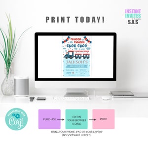 Train Invitation, Train Invites, Instant Download Train Invitations ...