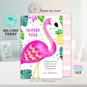 Flamingo Thank You Card, Flamingo Cards, Flamingo Thank You Cards ...
