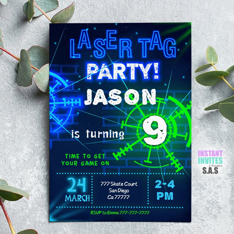 Laser Tag Invitation Laser Tag Invites Instant Download | Etsy