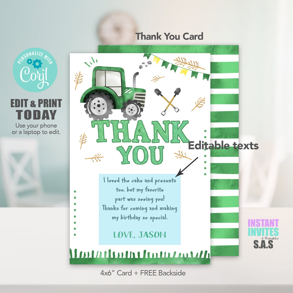 Tractor Thank You Card Tractor Cards Tractor Thank You - Etsy