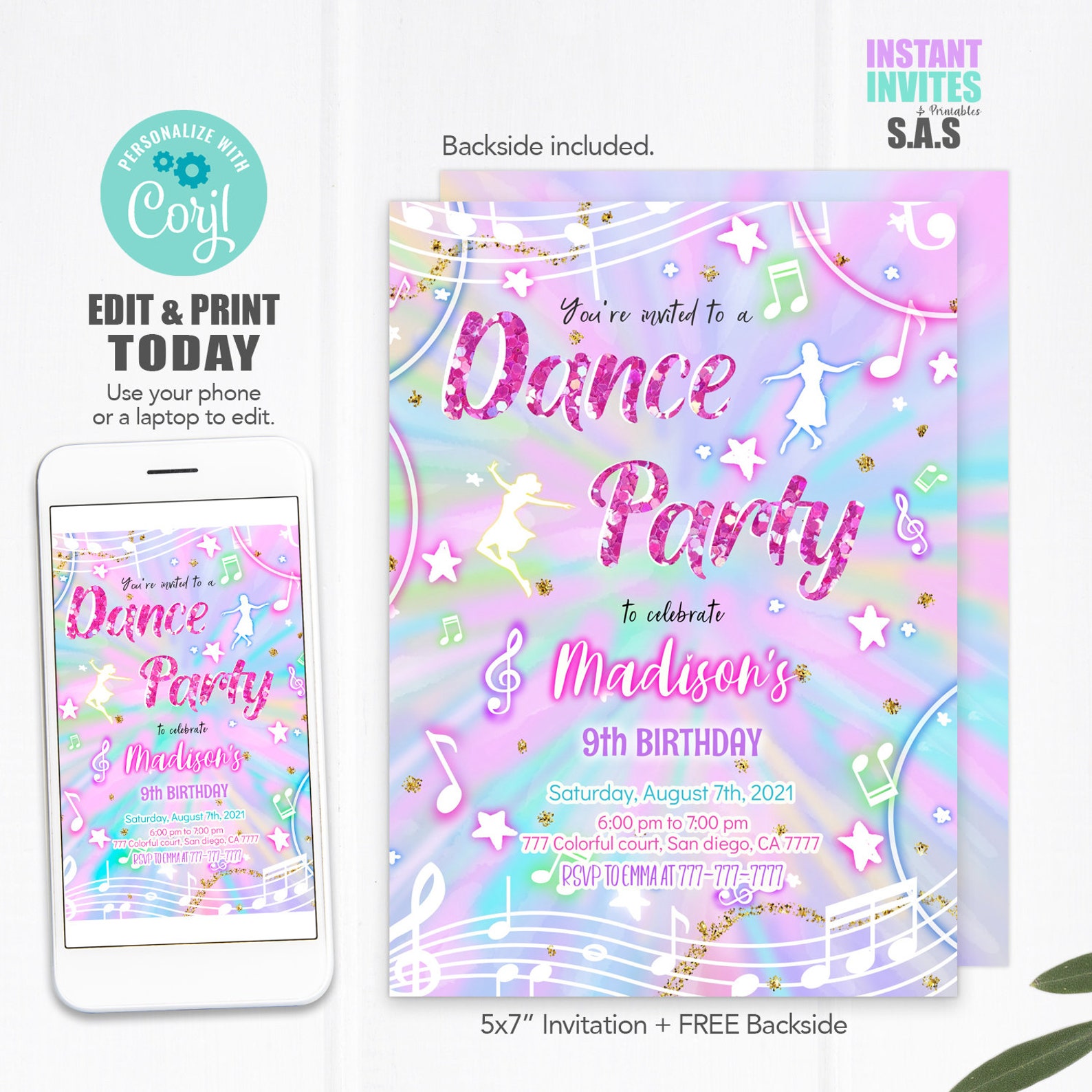 Dance Invitation Dance Party Invites Instant Download Dance - Etsy