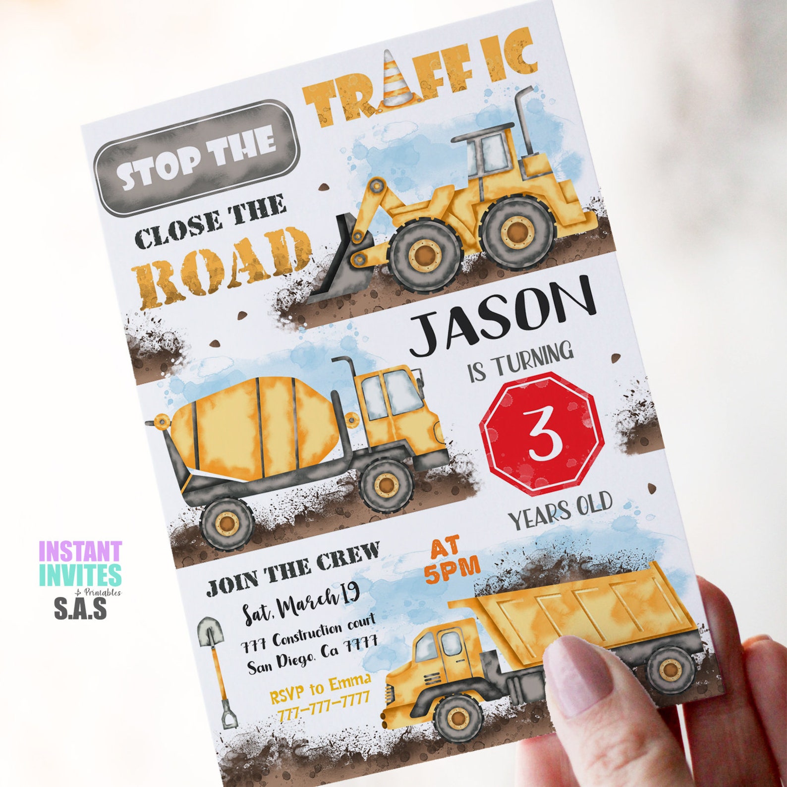 Construction Invitation Construction Invites Instant - Etsy