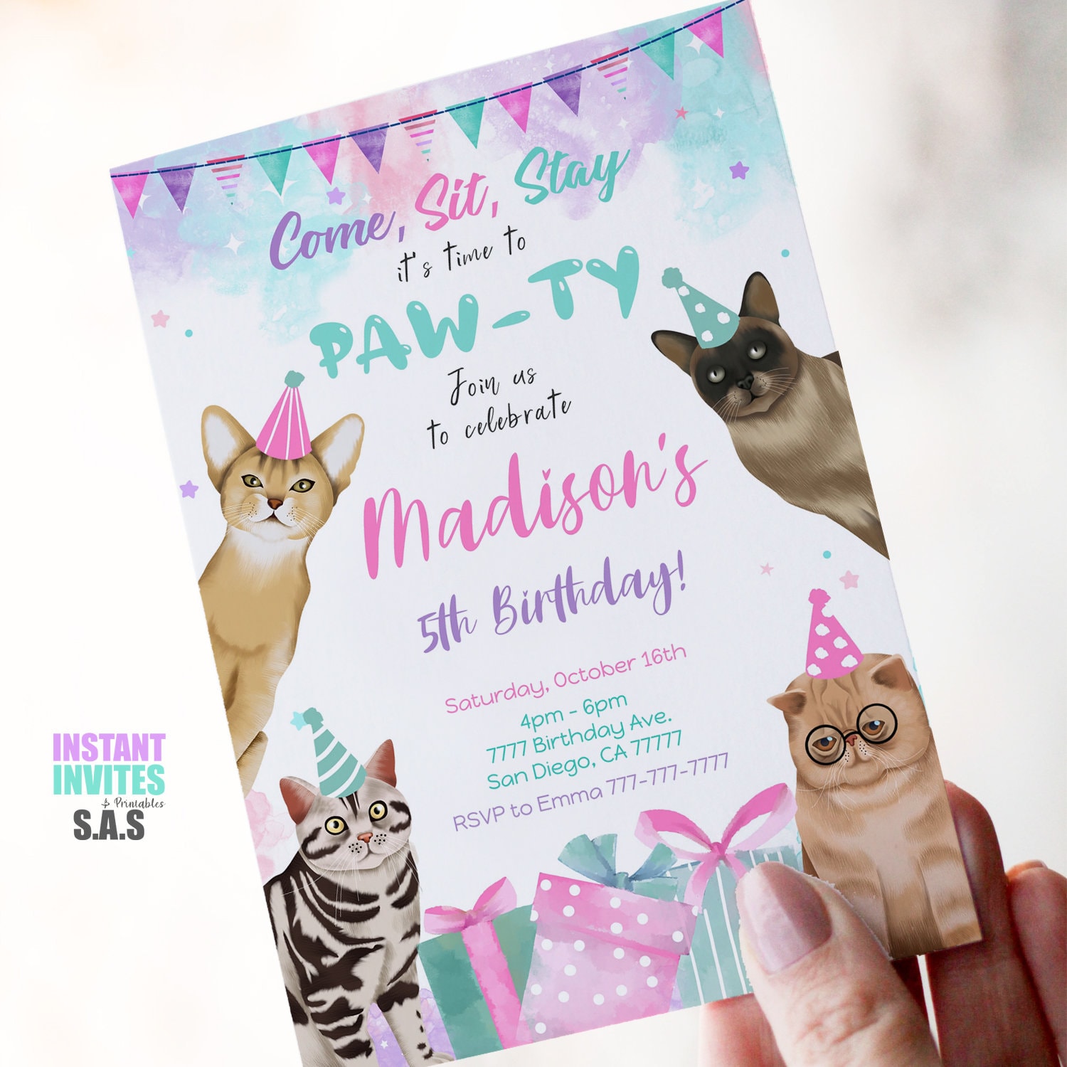 Kitten Invitation Kitten Invites Instant Download Kitten - Etsy