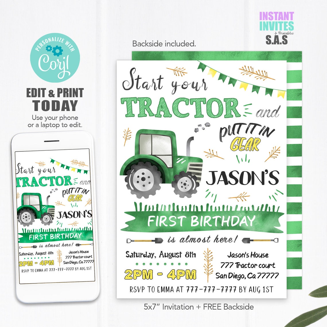 Tractor Invitation Tractor Invites Instant Download Tractor | Etsy