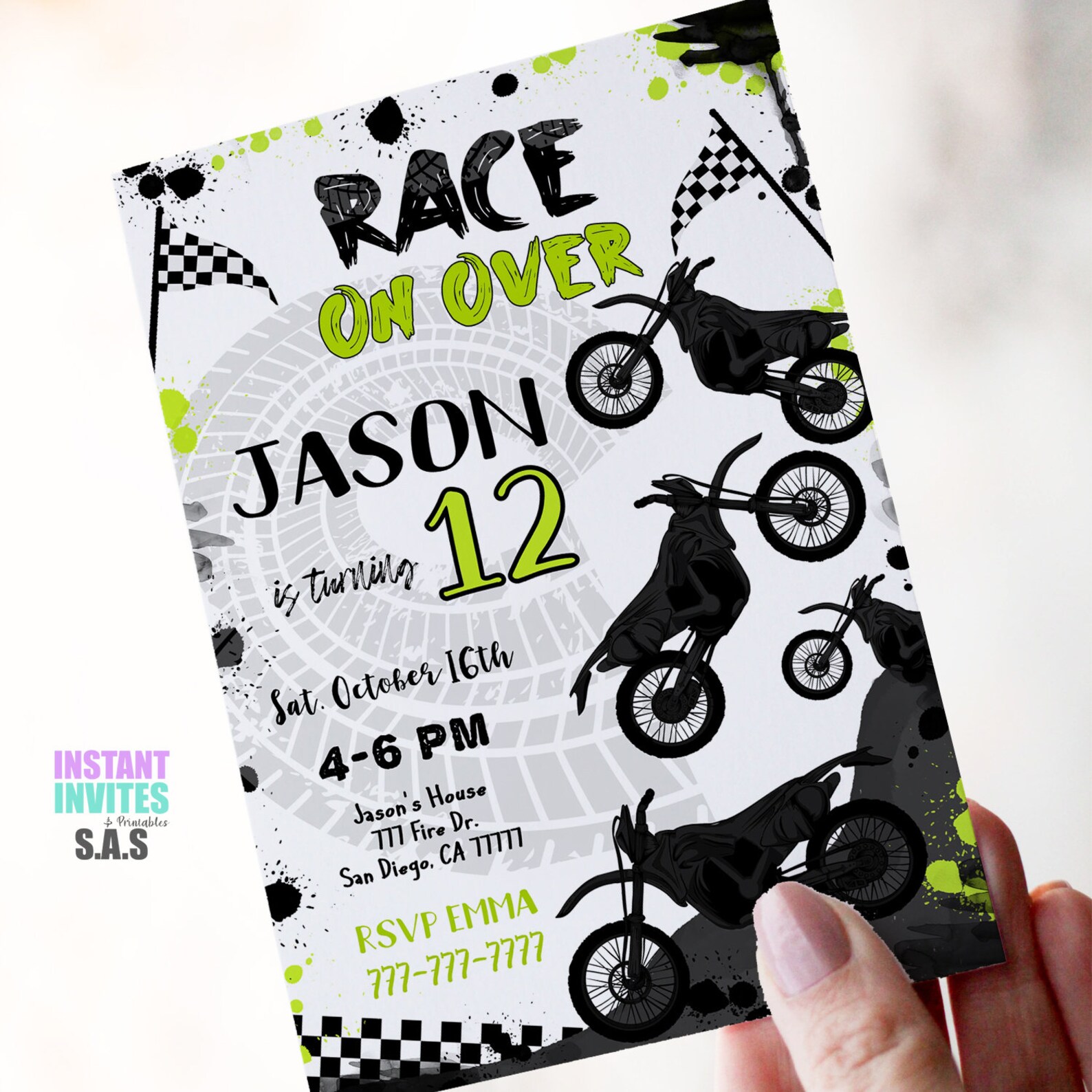 Bike Party Invitation Dirt Bike Invites Instant Download - Etsy