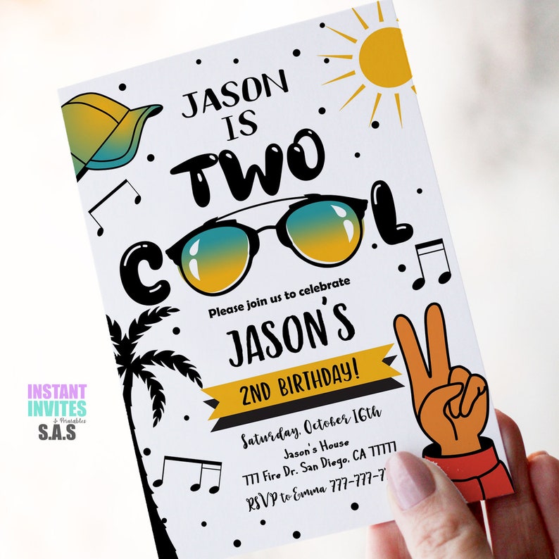Two Cool Invitation Cool Invites Instant Download Two Cool - Etsy
