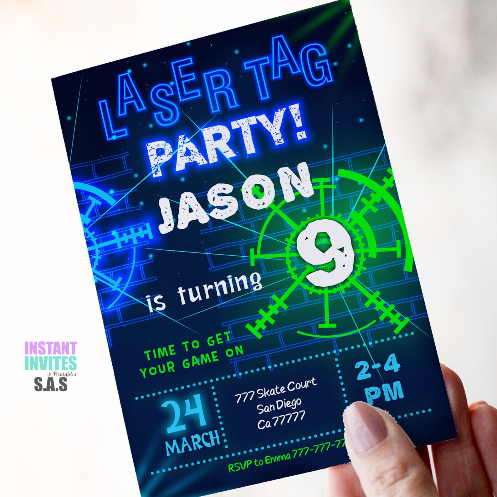 Laser Tag Invitation Laser Tag Invites Instant Download - Etsy