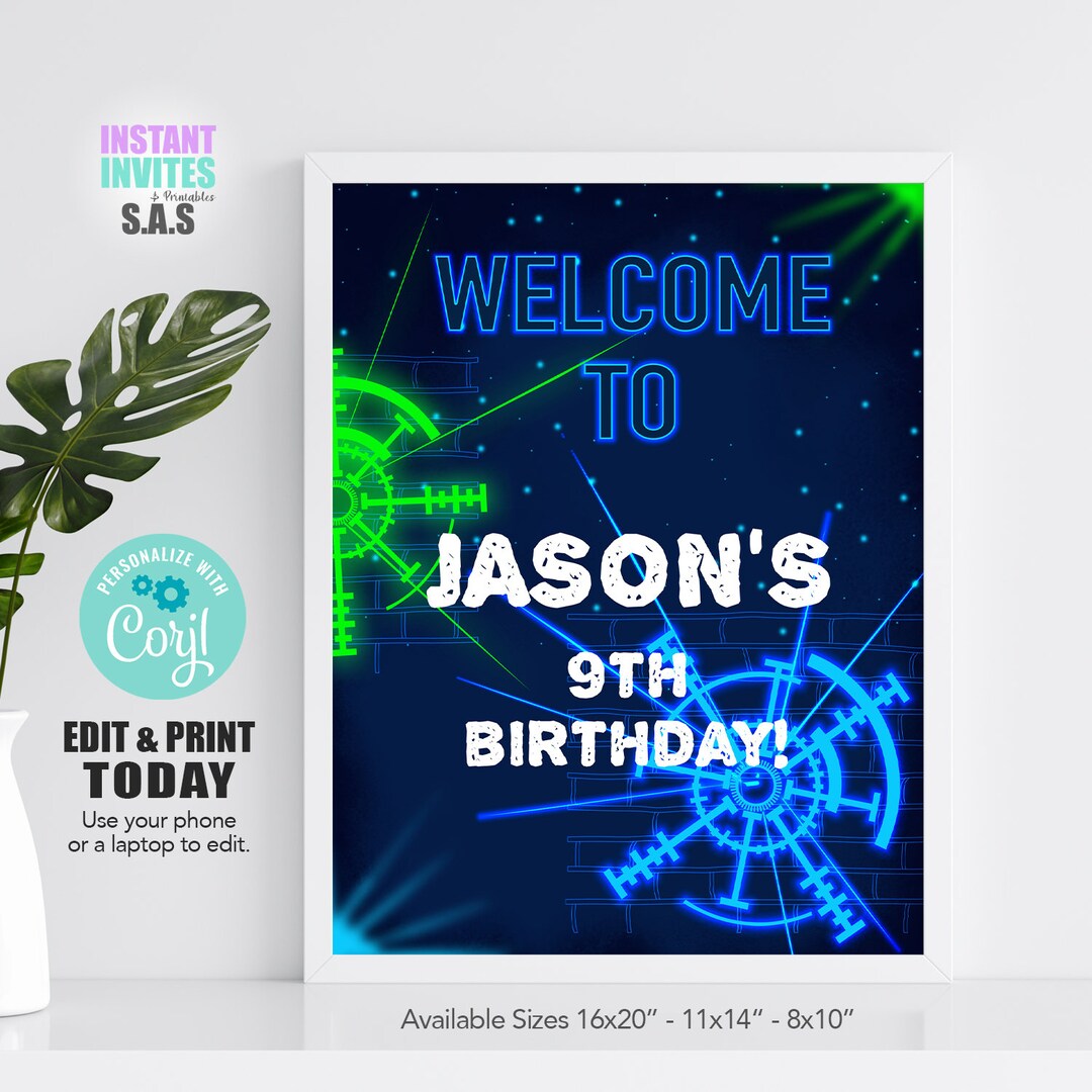Laser Tag Welcome Sign, Laser Tag Birthday Sign, Lasertag701 - Etsy
