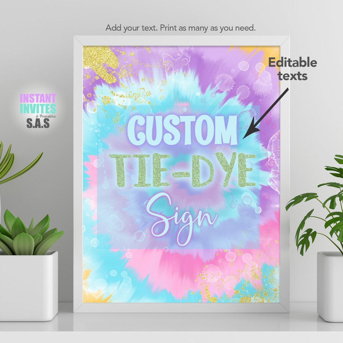 Editable Tie Dye Sign Tie-dye Custom Sign Tiedye701 - Etsy