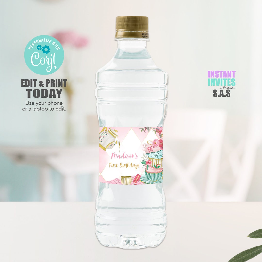 Tea Party Water Labels, Tea Party Labels, Tea Party Water Bottle Labels ...