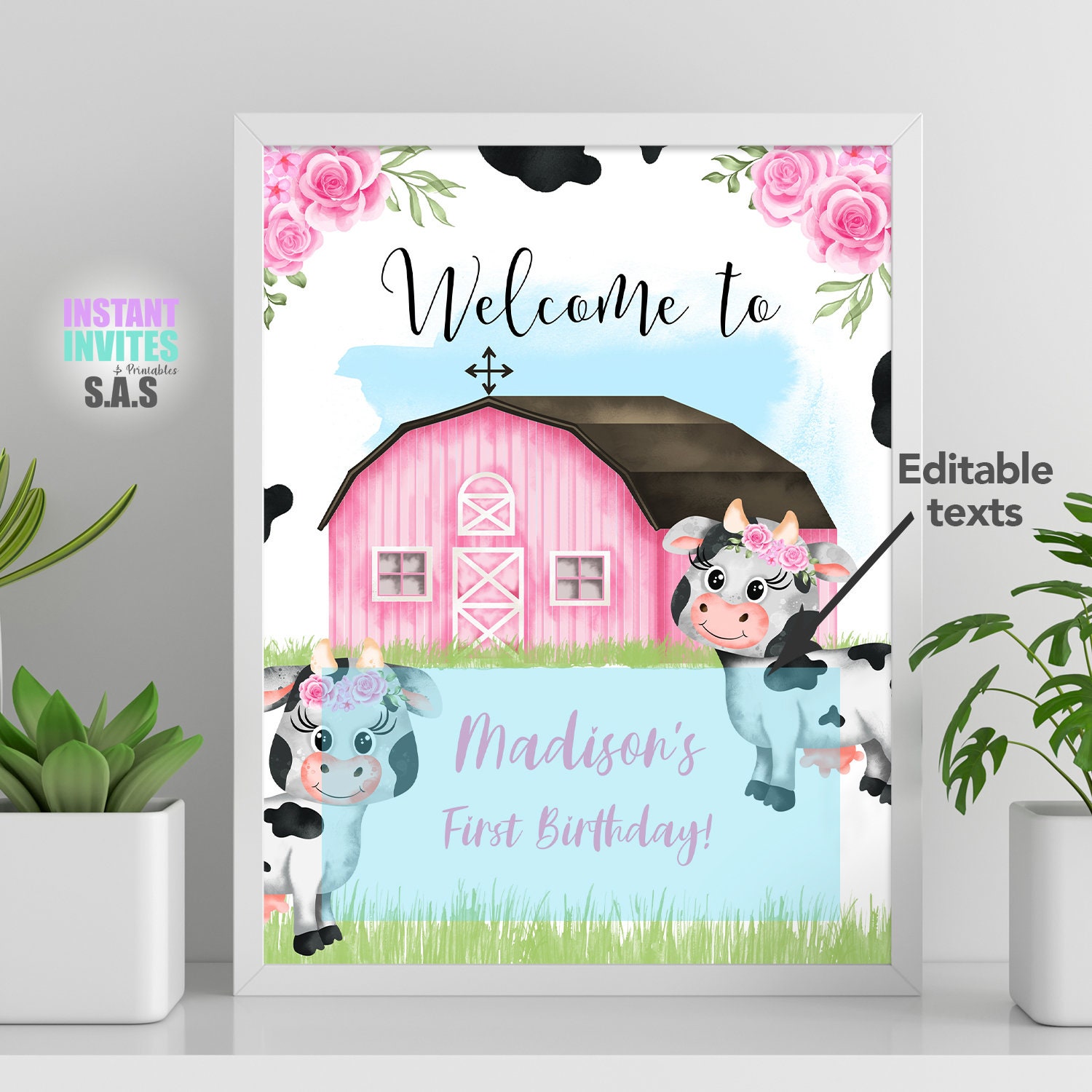 Cow Welcome Sign Cow Birthday Sign Cow Party Welcome Sign - Etsy