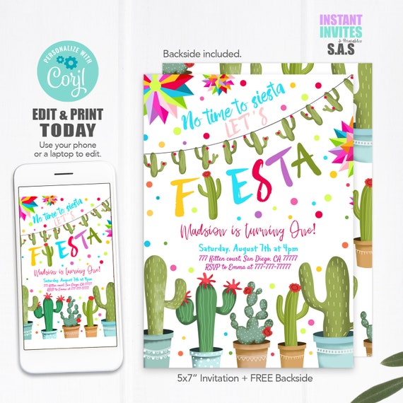 Fiesta Invitation Fiesta Invites Instant Download Fiesta - Etsy