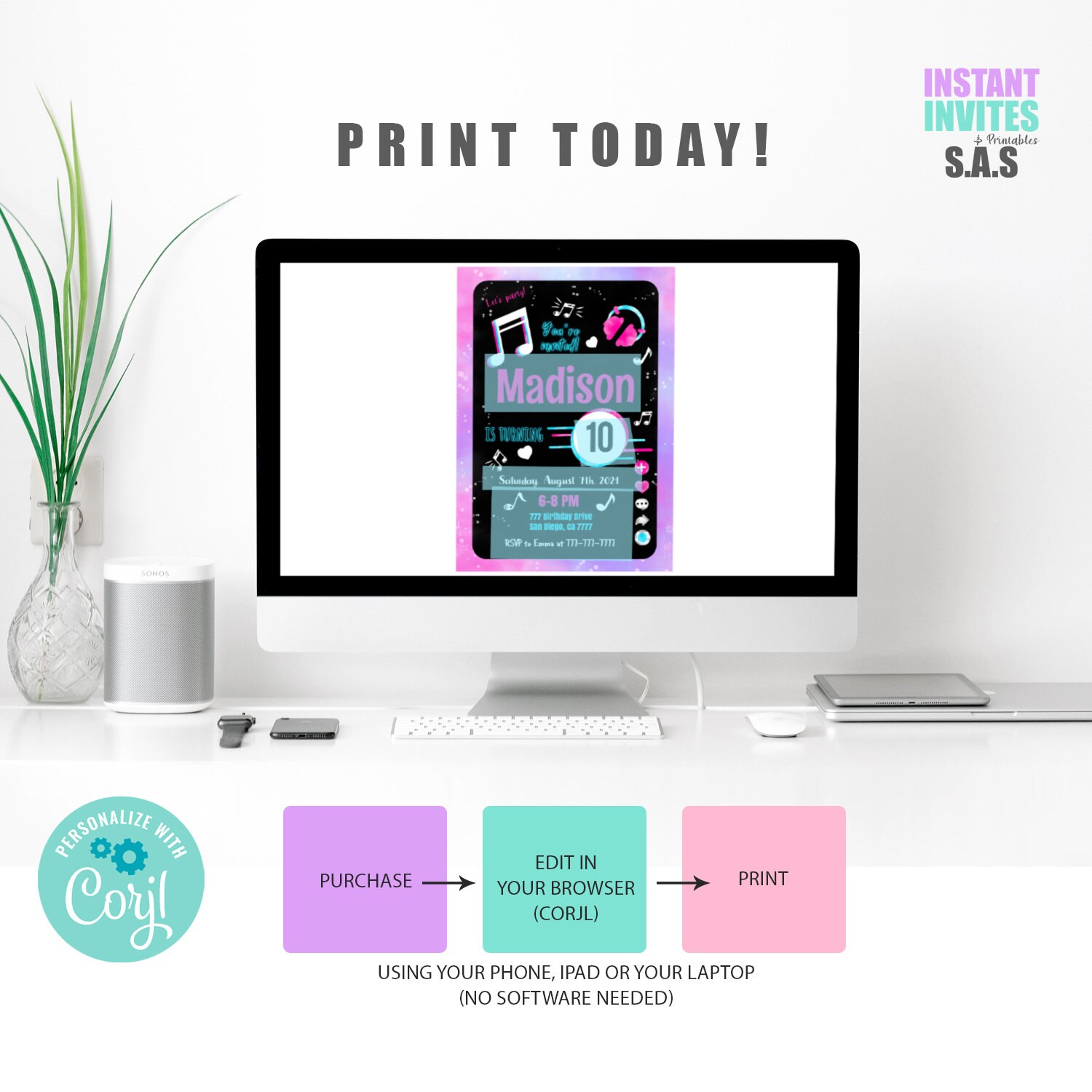 Music Invitations Music Invite Instant Download Music - Etsy