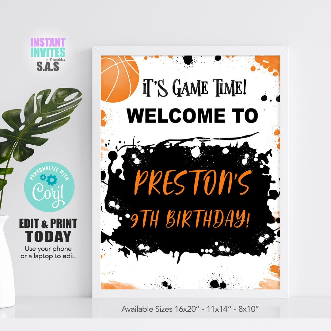 Basketball Welcome Sign, Basketball Birthday Sign, Basketball Party ...