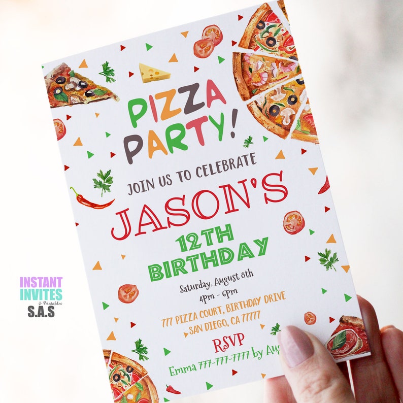 Pizza Invitation Pizza Invites Instant Download Pizza Party | Etsy