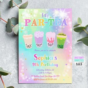 Boba Tea Invitation, Bubble Tea Invites, Instant Download Bubble Tea ...