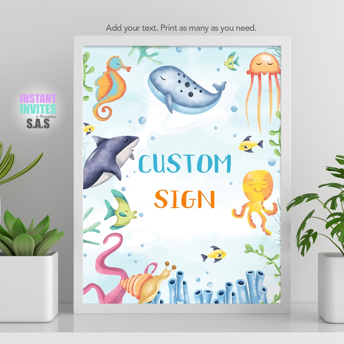 Editable Under the Sea Sign Under the Sea Custom Sign - Etsy
