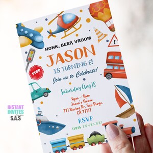 Transport Invitation, Transportation Birthday Invites, Instant Download ...