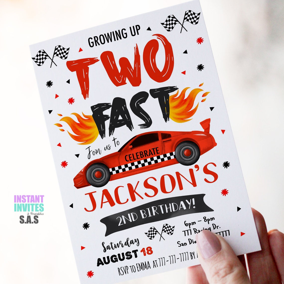 Two Fast Invitation Racing Car Invites Instant Download - Etsy