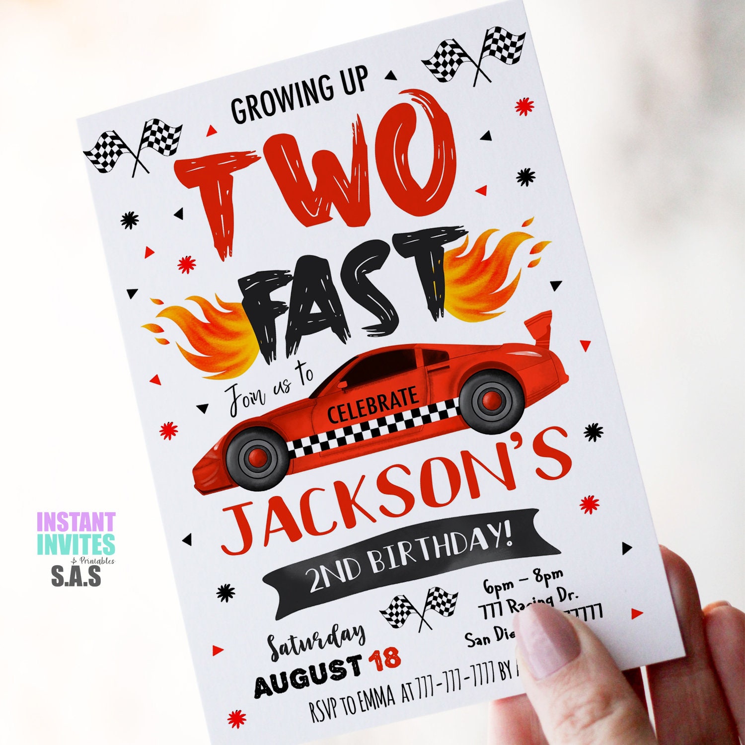 Two Fast Invitation Racing Car Invites Instant Download - Etsy