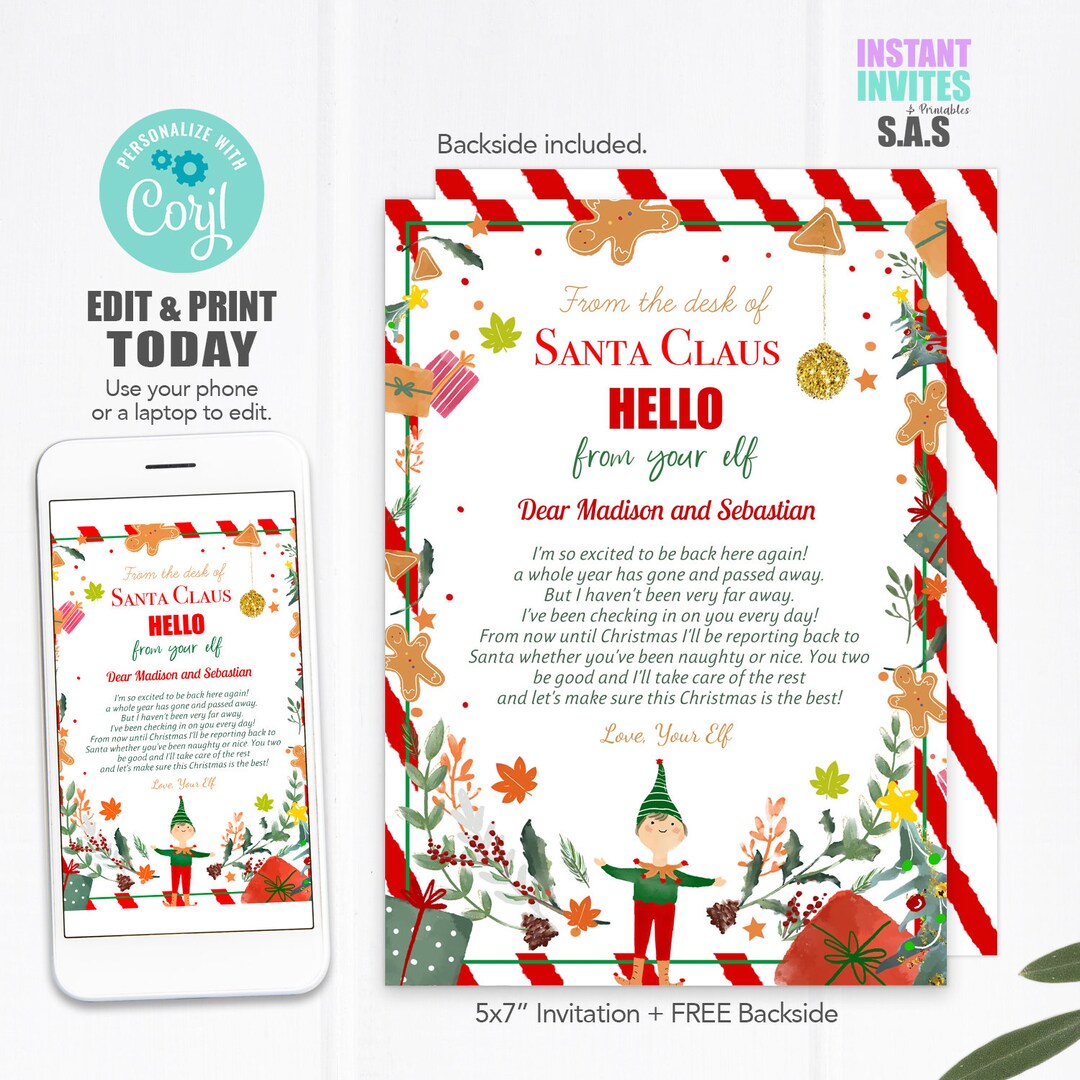 Carta de llegada de Elf, Carta de Elf, Hola de Elf, Elf701 - Etsy México