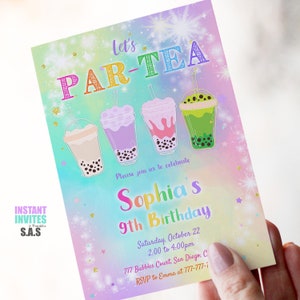 Boba Tea Invitation, Bubble Tea Invites, Instant Download Bubble Tea ...