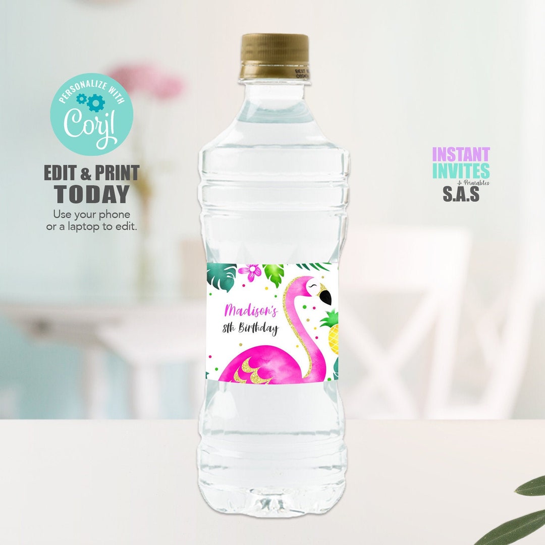 Flamingo Water Labels, Flamingo Labels, Flamingo Water Bottle Labels ...