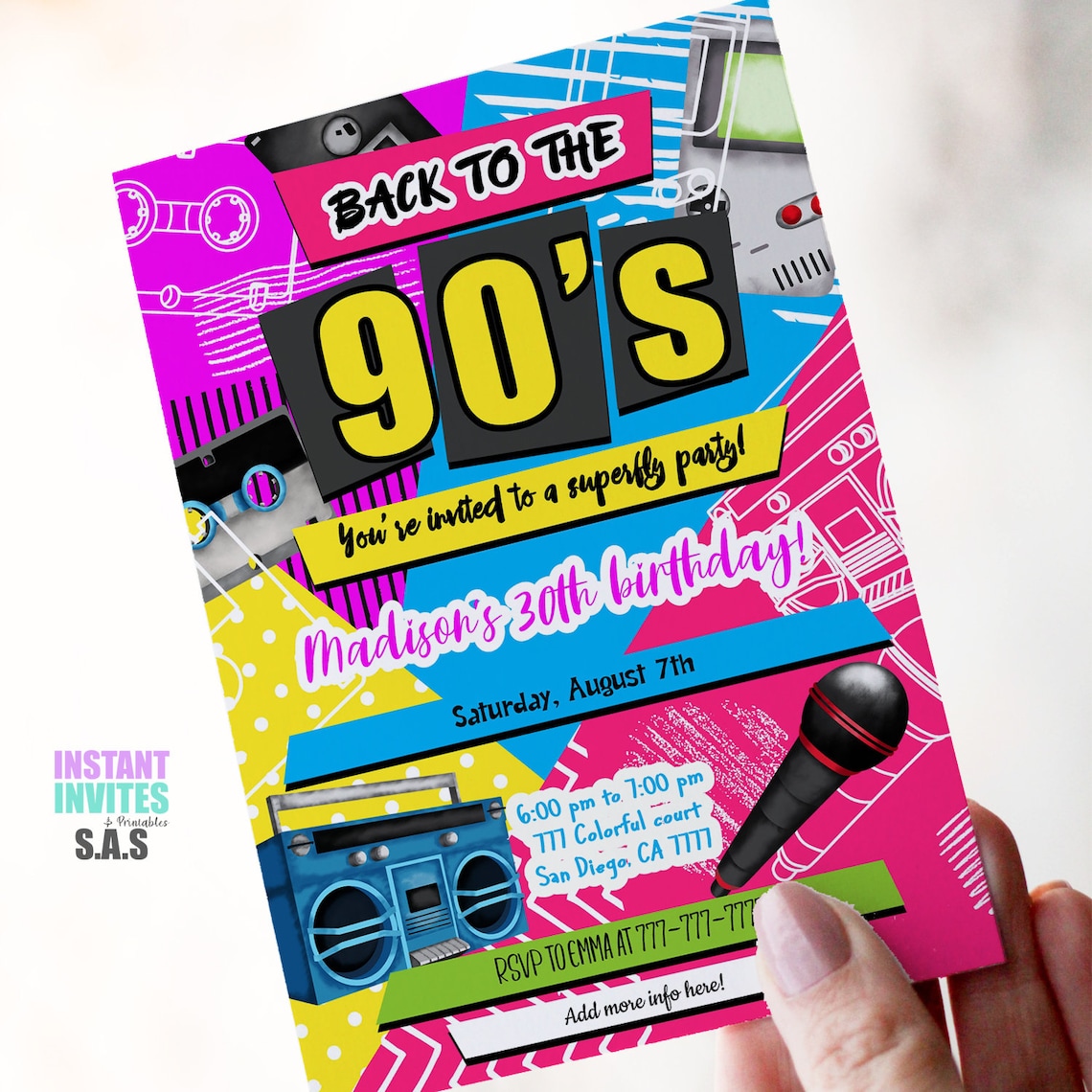 90s Invitation 90s Invites Instant Download 90s Invitations | Etsy