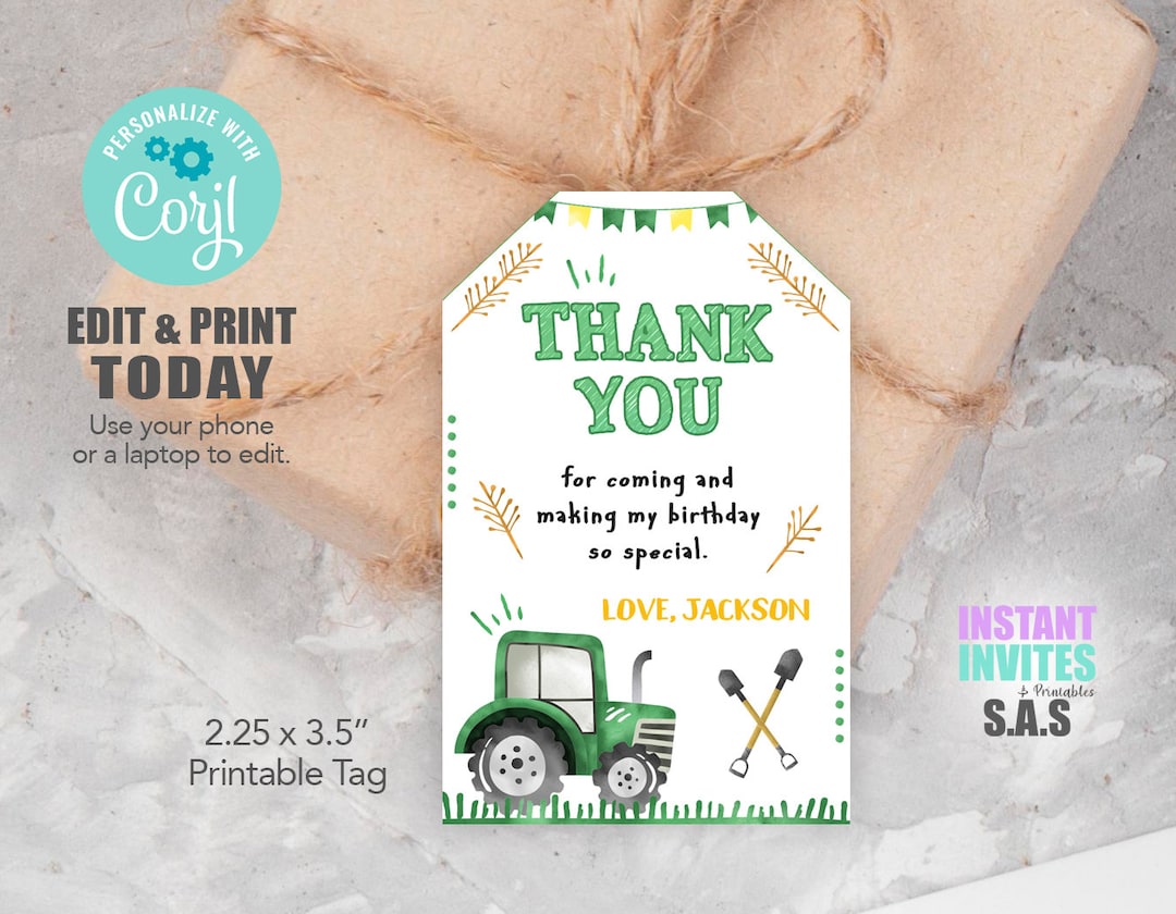 Tractor Tags, Tractor Birthday Tags, Tractor Favor Tags, Tractor701 - Etsy