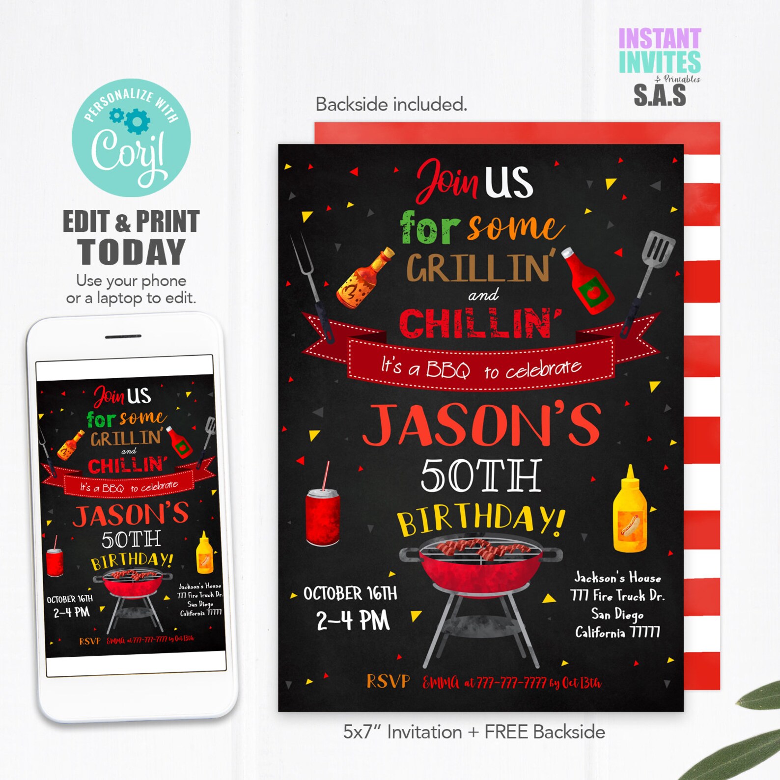 BBQ Invitation Bbq Invites Bbq Birthday Invitation Instant | Etsy