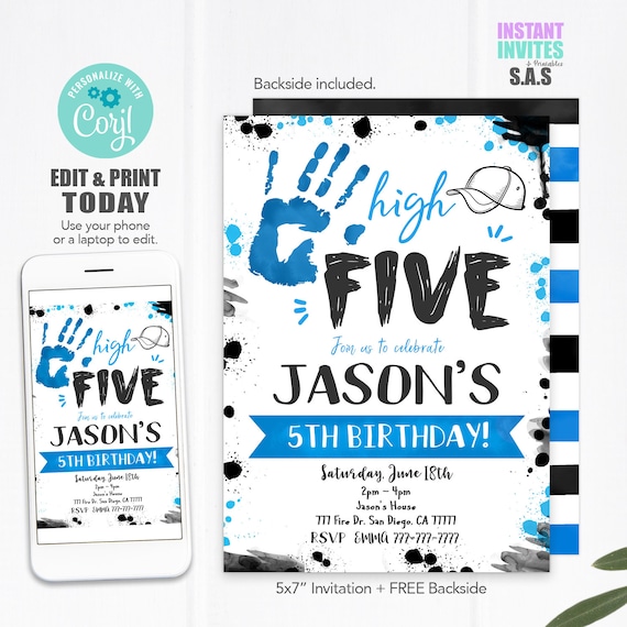 High Five Invitation High Five Invites Instant Download High - Etsy