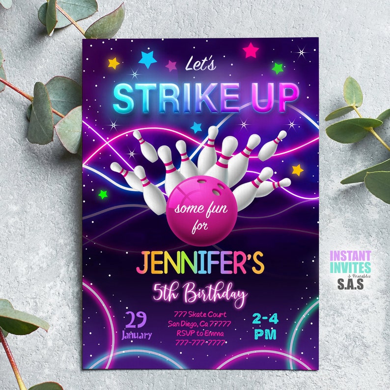 Bowling Invitation Bowling Invites Instant Download Bowling - Etsy