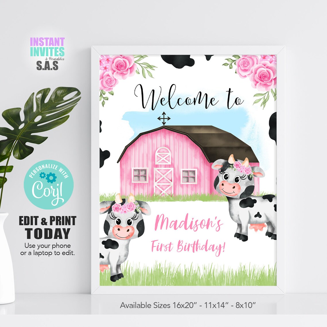 Cow Welcome Sign Cow Birthday Sign Cow Party Welcome Sign - Etsy