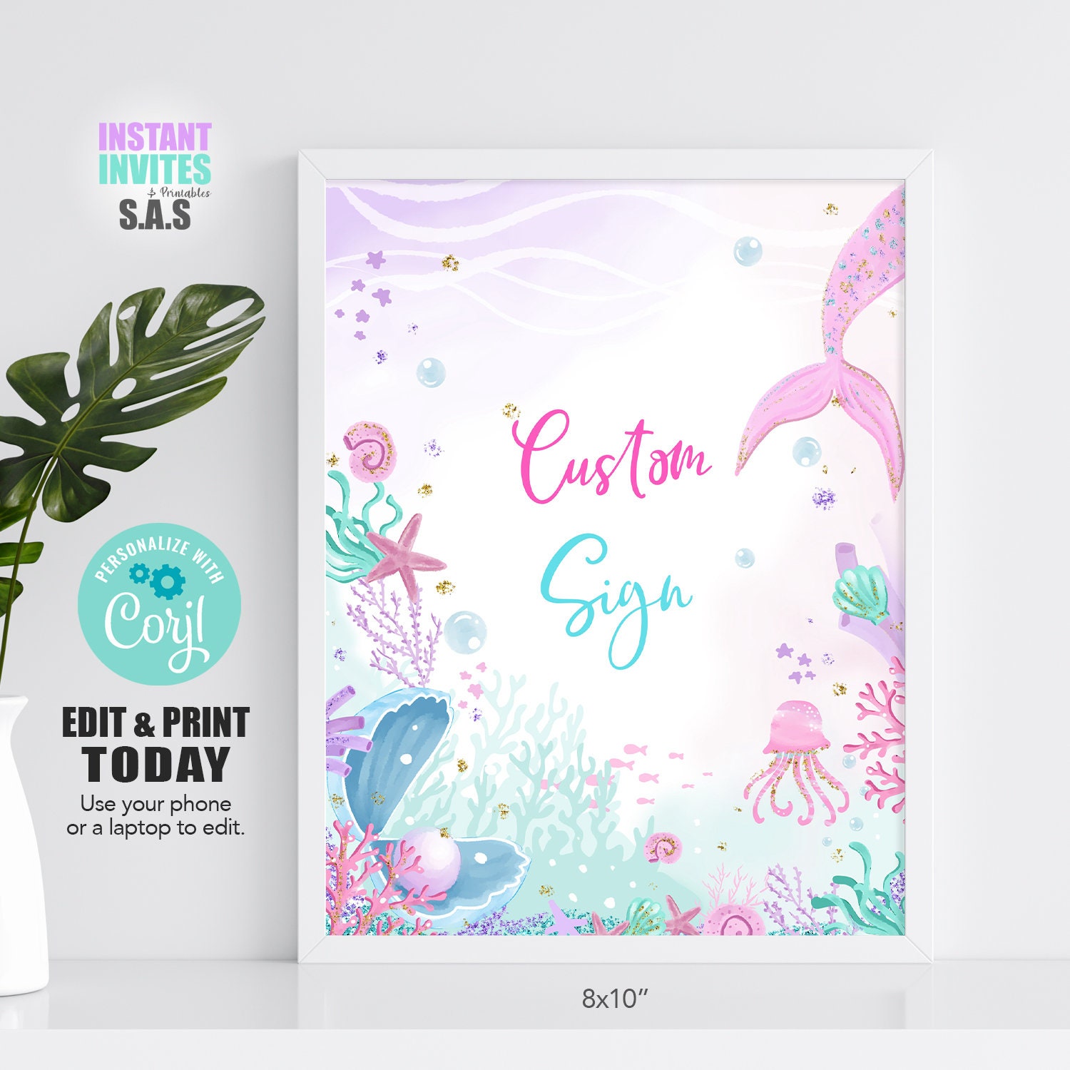 Editable Mermaid Sign Mermaid Custom Sign Mermaid716 - Etsy