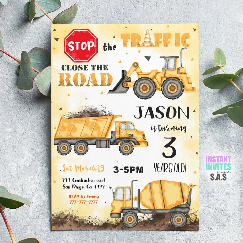 Construction Invitation Construction Invites Instant - Etsy